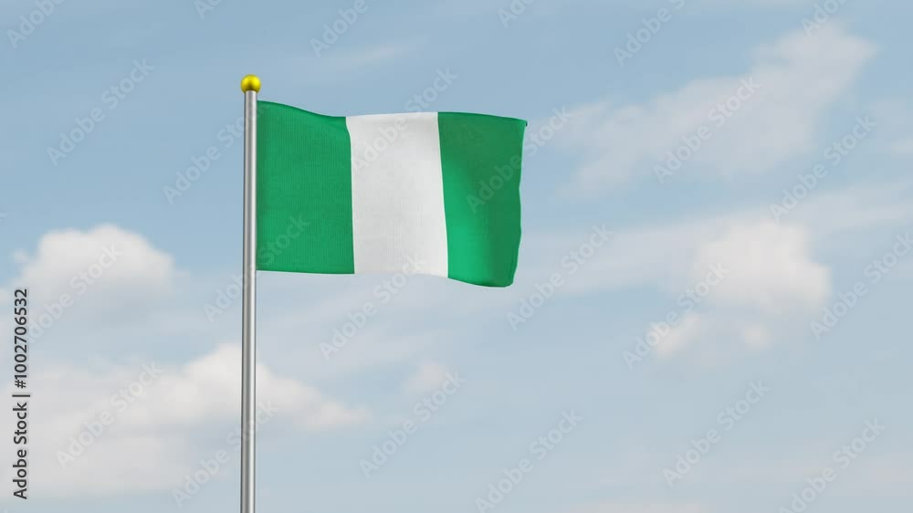 Realistic animation of the Nigeria national flag waving with a clear ...