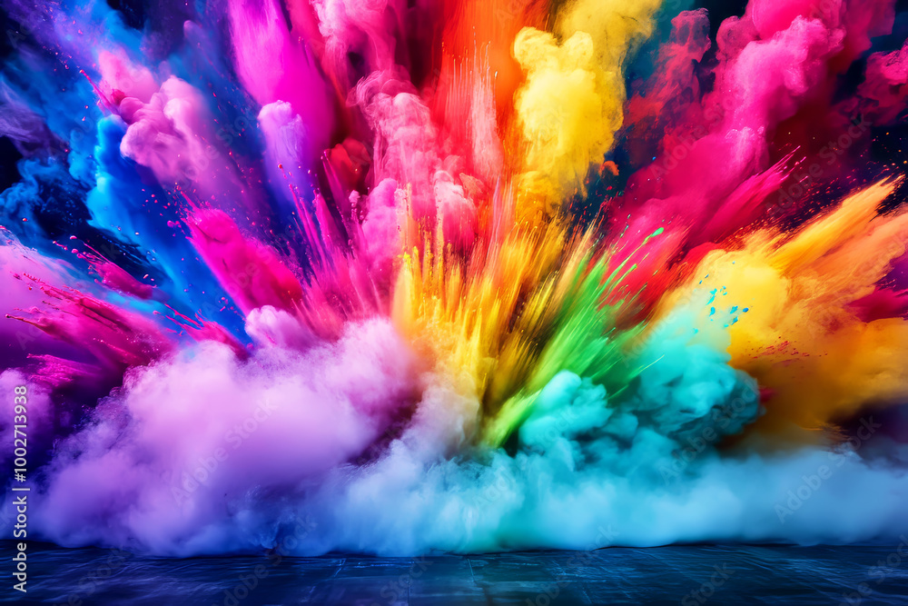 Color powder splash rainbow explosion background paint holi smoke color ...