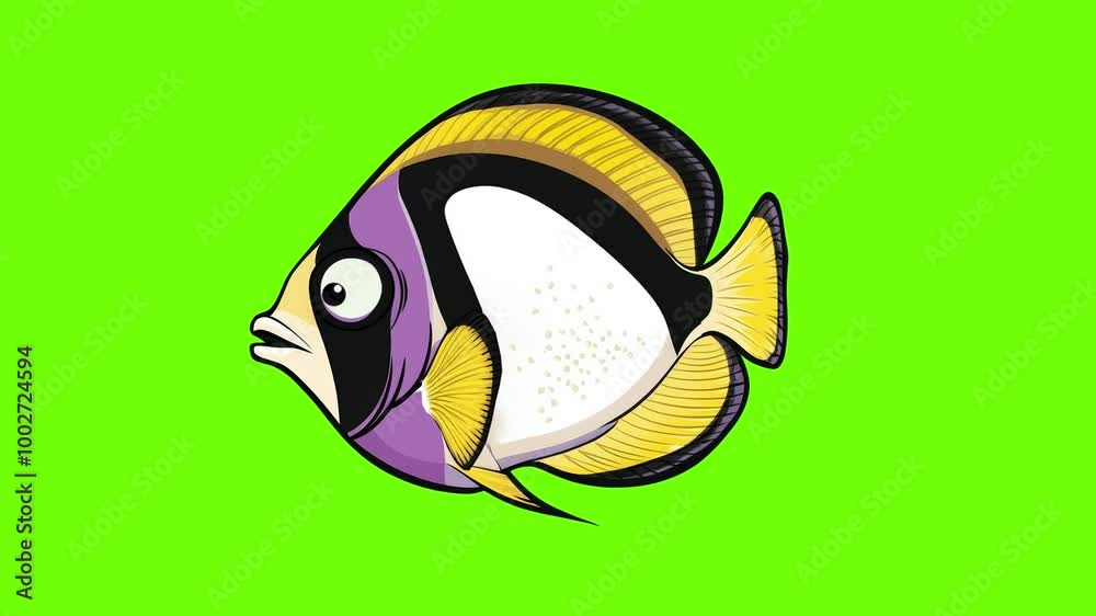 2D Cartoon Fish Swimming Animation. Loop 2d Animation Video, Cartoon ...