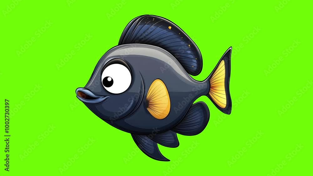 2D Cartoon Fish Swimming Animation. Loop 2d Animation Video, Cartoon ...