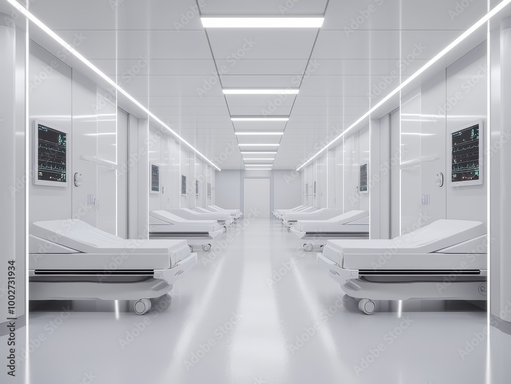 AI-powered hospital ward, robotic assistants administering medication ...