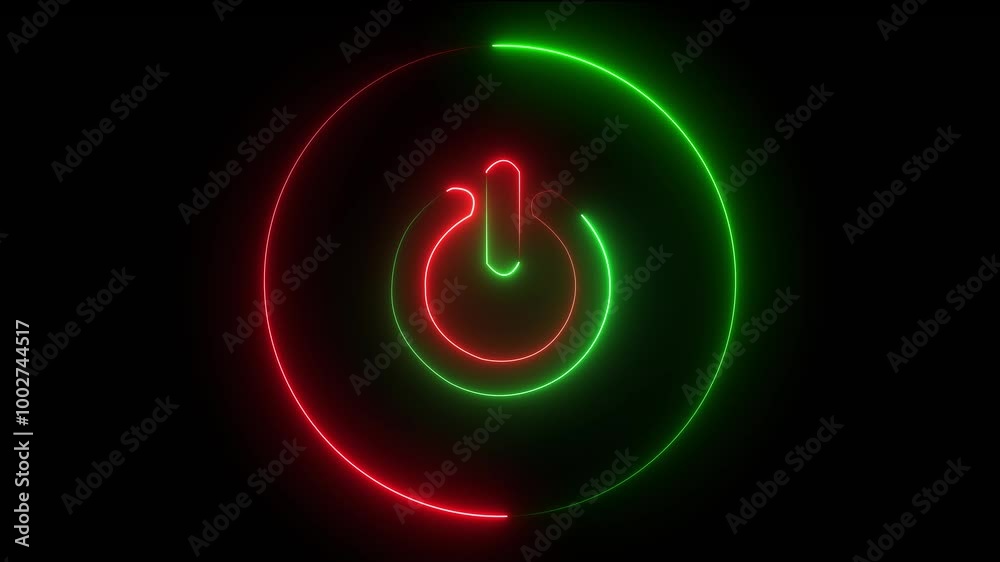 Neon glowing power button icon animated The appearance of neon symbol ...