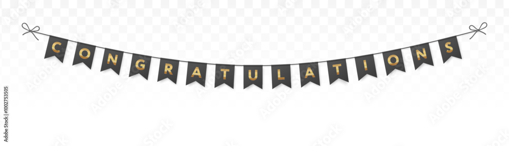 Congratulations card concept, typography design. Golden streamers ...
