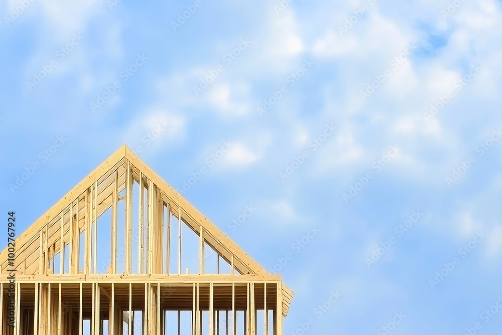 Photo & Art Print New build roof with wooden truss, post and beam ...