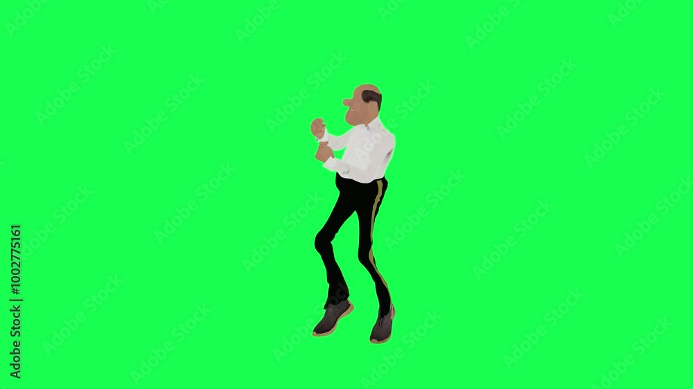 tall skinny bald animated 3d man walking while being disturbed by ...