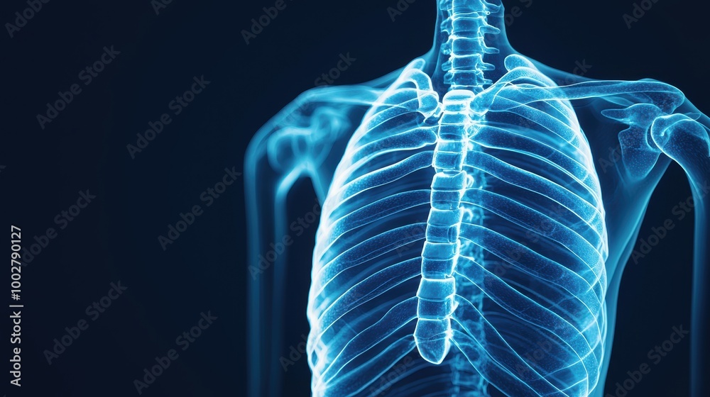 X-ray of Human Thoracic Cavity and Rib Structure Stock Illustration ...