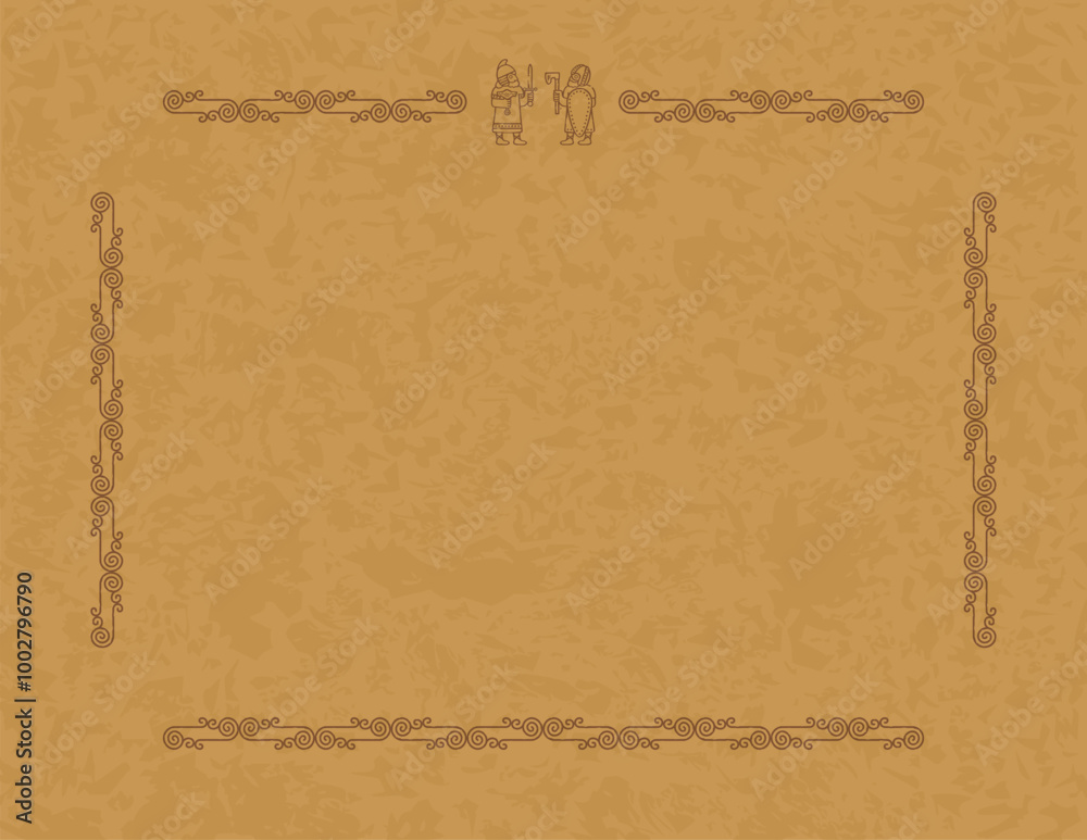 Poster Medieval Parchment Background - Celtic Frame with Viking ...