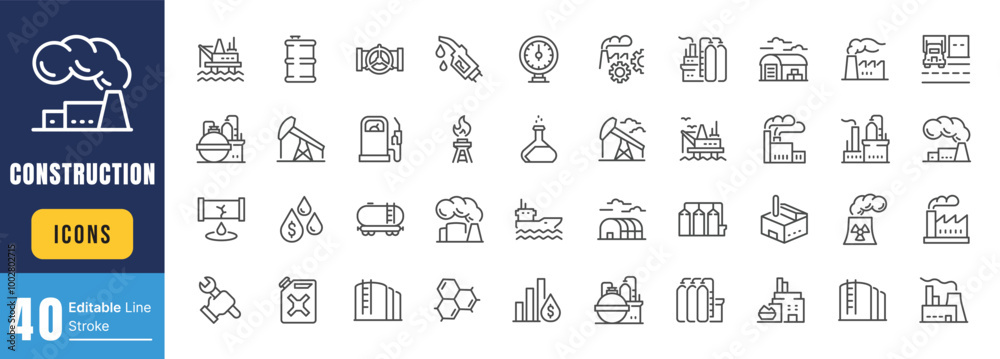 Set of Construction Related Vector Line Icons. Contains such Icons as ...