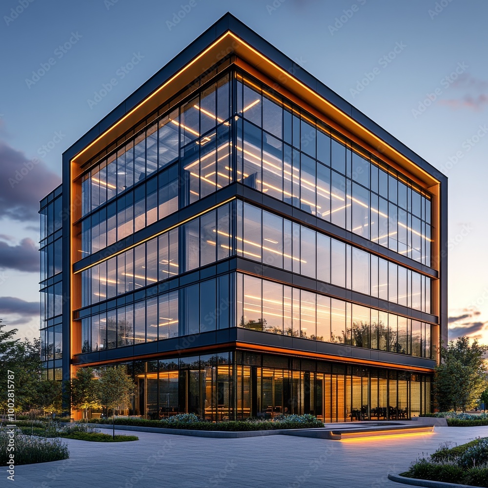 corporate modern office building.The building's minimalist design ...