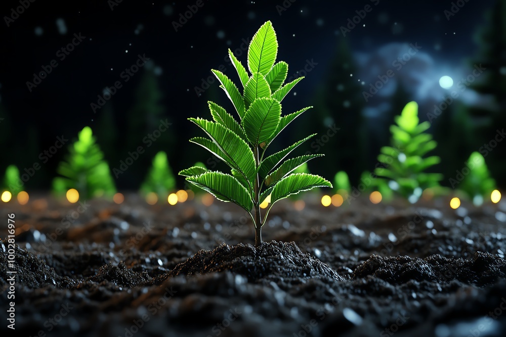 3D digital forest regeneration, where trees are planted and grow in ...