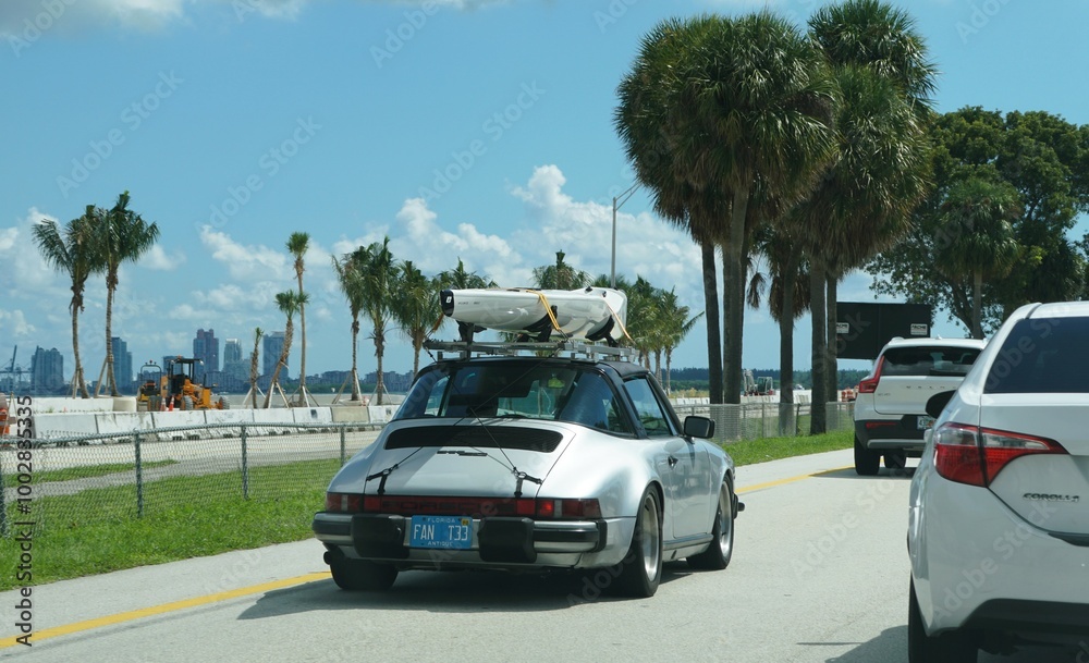 Miami, Florida, U.S - September 20, 2024 - A Porsche 911 Carrera Targa ...