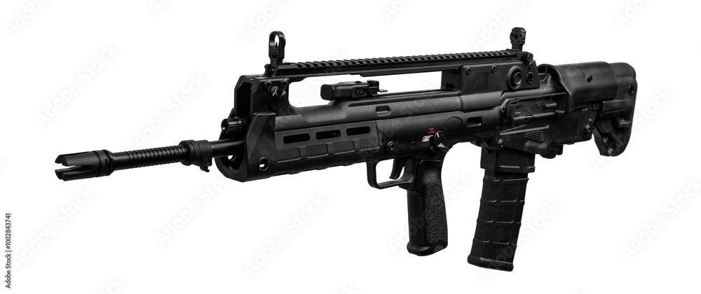 Modern carbine of the bullpup system. Weapons for police, army and ...