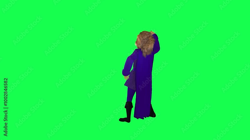 3d purple animated lion dancing samba isolated on green screen from ...