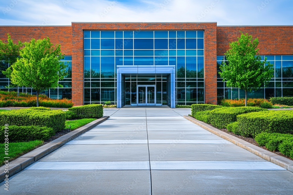 modern medical building main entrance brick corporation facility ...