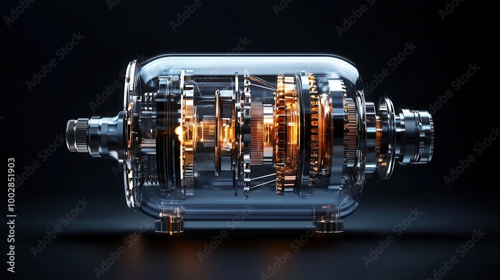 Detailed 3D CAD rendering of a mechanical gearbox, 3D CAD, precision ...