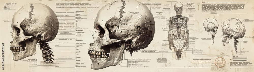 diagram of the perfect skull with measures and annotations. Technical ...
