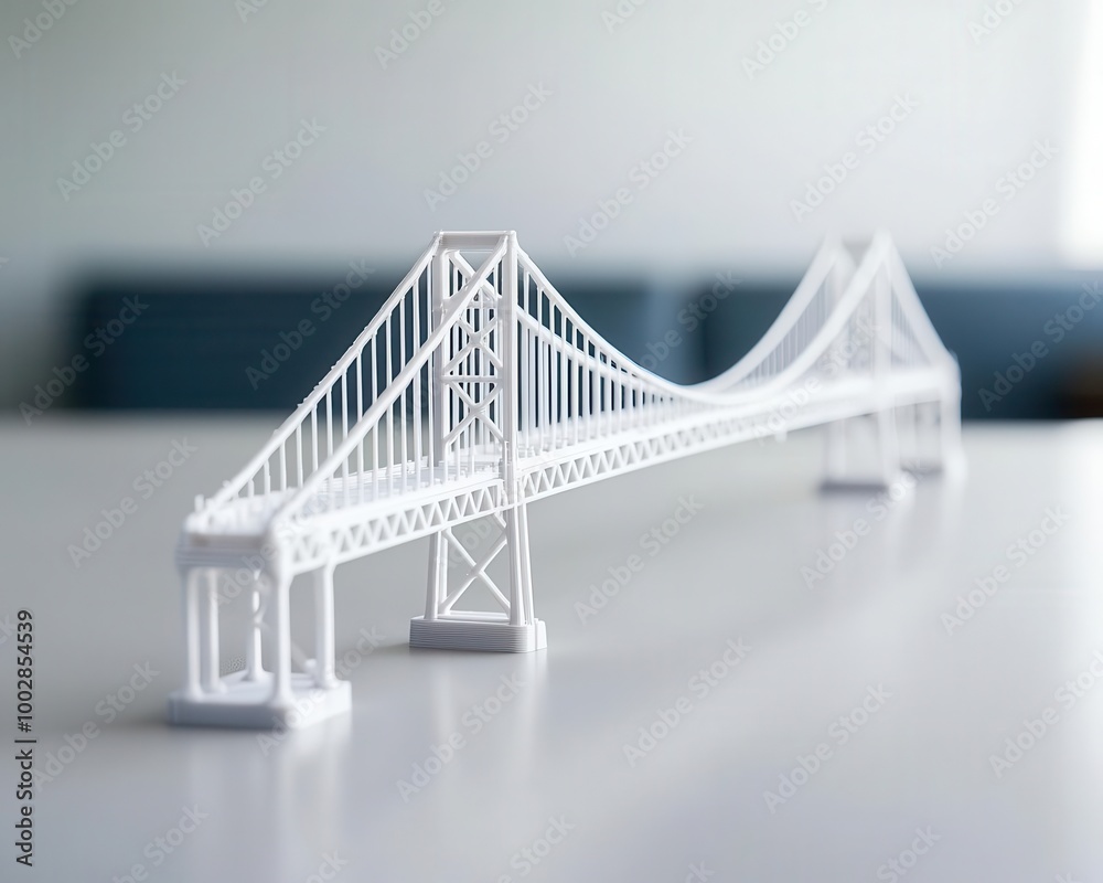 3D-printed model of a suspension bridge showing load distribution, 3D ...