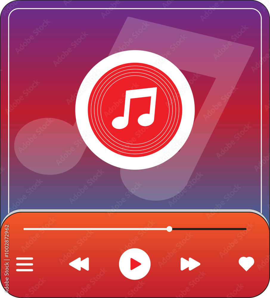 Music Player User Interface Banner. multimedia player or audio player ...
