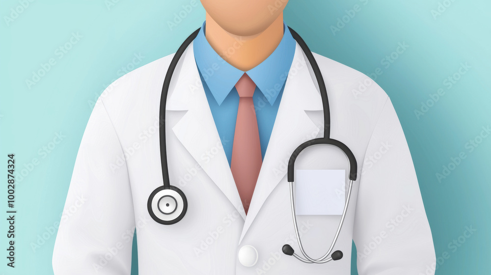Illustration of doctor with stethoscope and tie A clean and ...