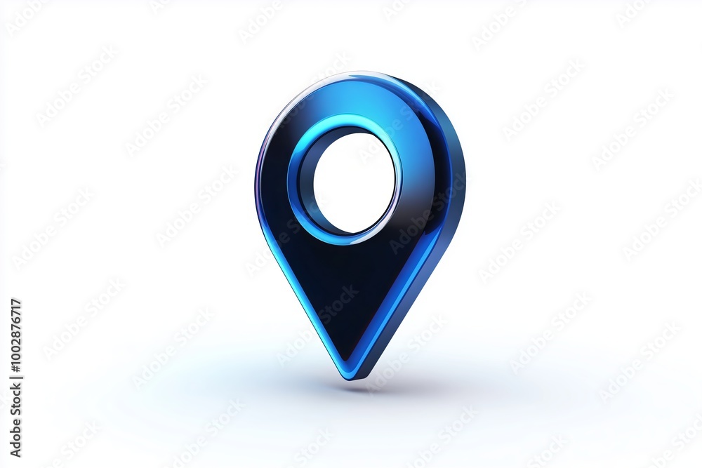 3D blue location pin symbol, representing navigation, geolocation, and ...