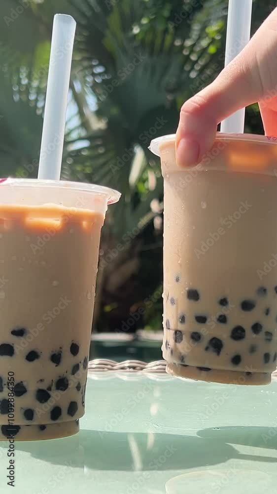 Bubble tea with milk Taiwan drink drink bubble tea beach pool tea ...