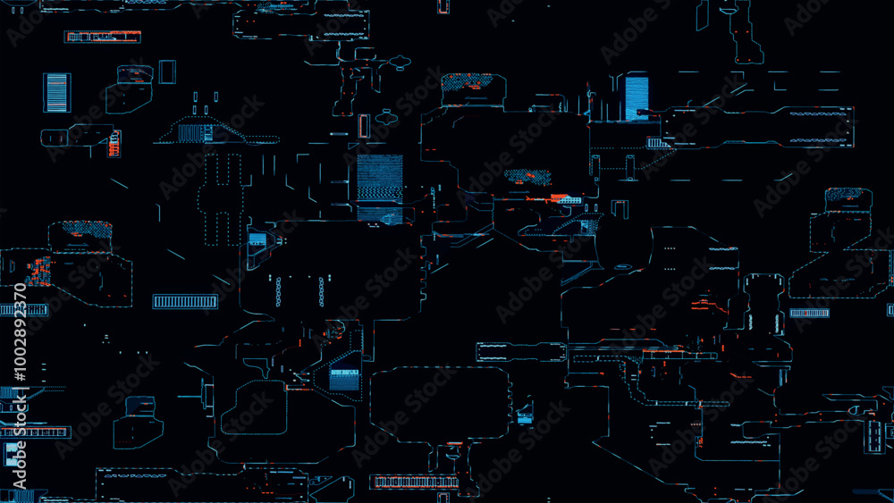 Printed circuit board. Visualization of printed circuit board processor ...
