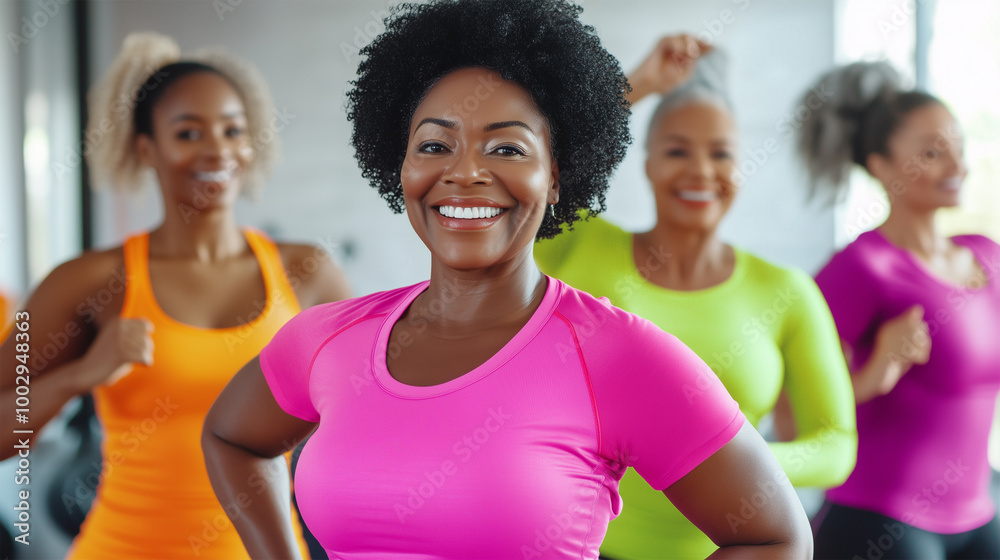 Zumba, Fitness Class for African Amercian Mature Women at the Gym ...
