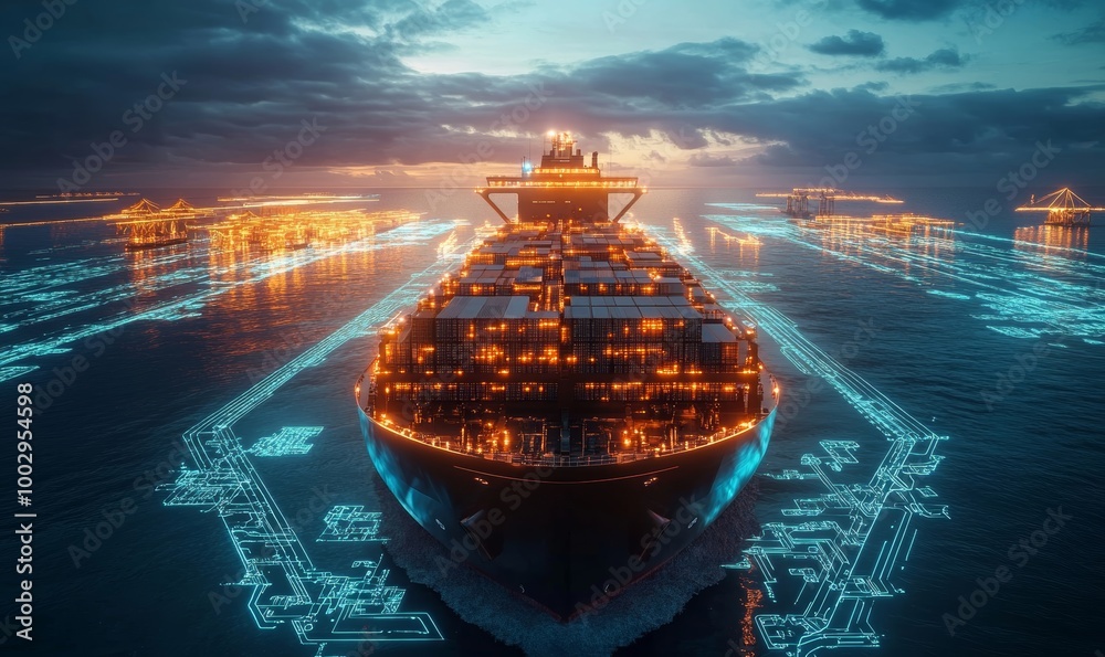Futuristic cargo container ships utilize technology for global ...