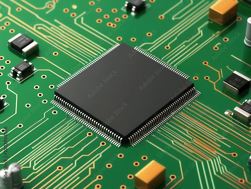 PCB Printed Circuit Board technical drawing for an electronic device ...
