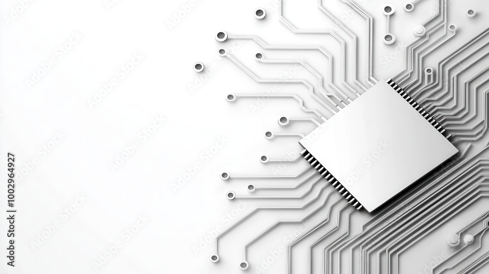 Technical drawing of a microchip with layer-by-layer depiction of ...