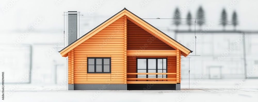 Technical drawing of a modular house, detailing prefabricated ...