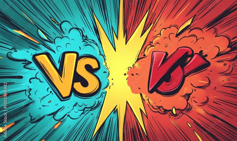 Comics-inspired versus frame with a lightning ray border, a comic ...