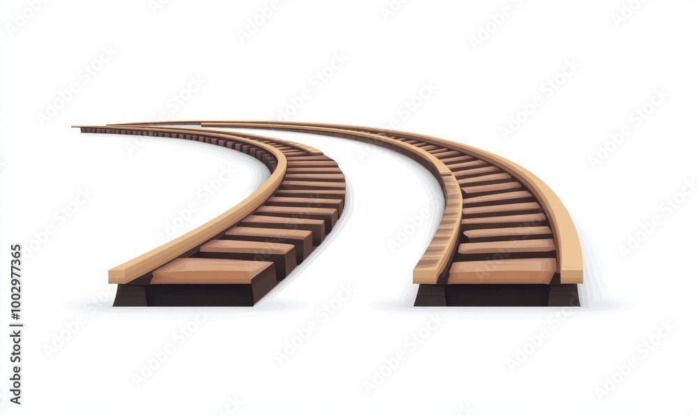 Railway train track route. Rail pattern round circular curve railroad ...