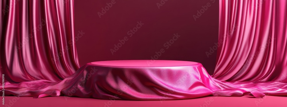 Red podium cloth background silk fabric table cover pedestal satin ...