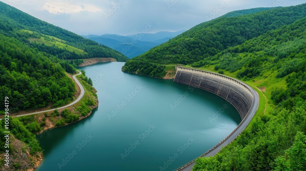 Pumped-storage dam for energy storage by moving water between ...