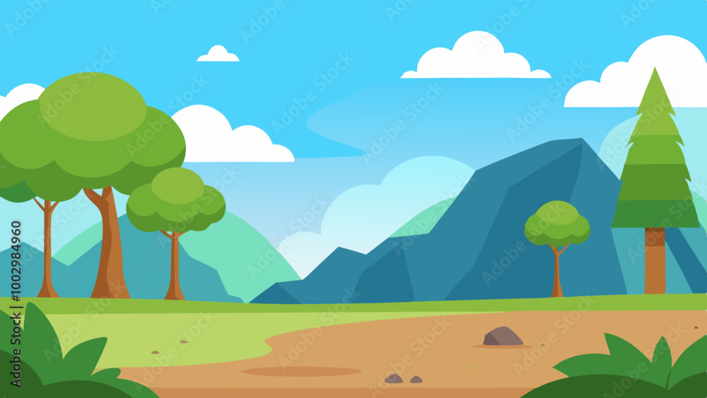 landscape in the forest vector. natural background for cartoon ...