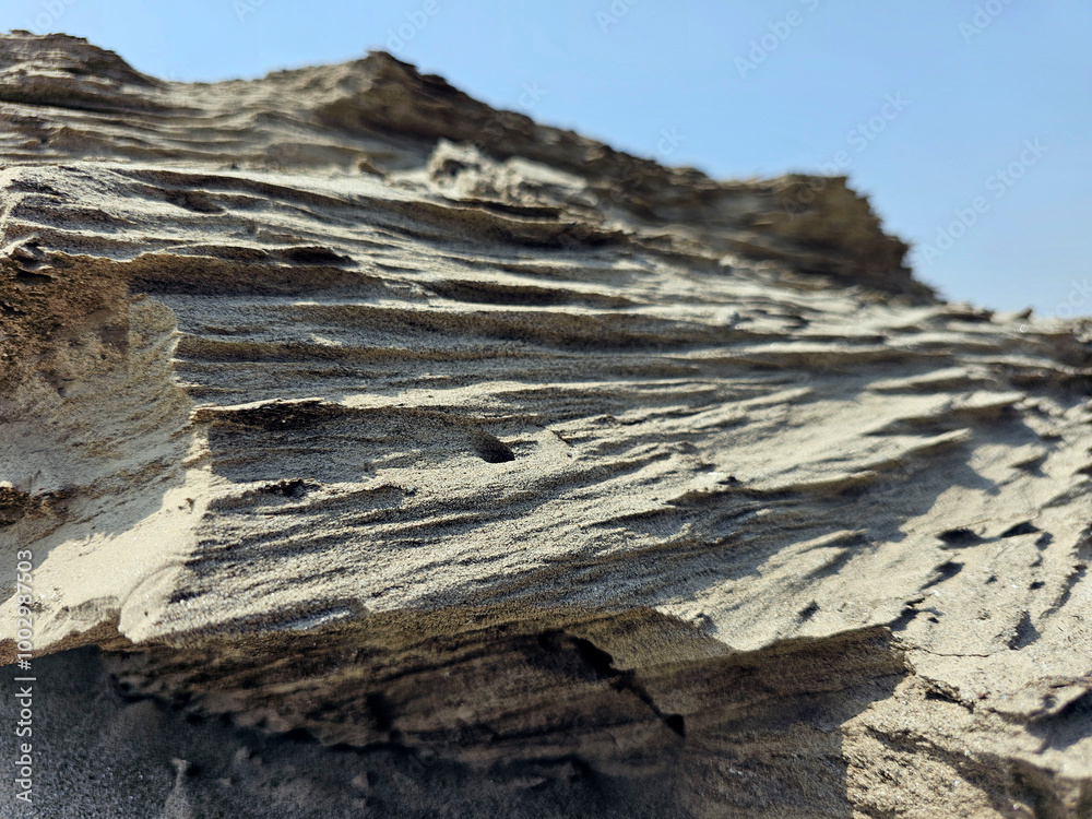 Wind erosion deflation. Aeolian landforms. Aeolian deposits sand Stock ...