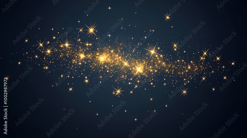 Starry night floating gold sparkles on dark navy background wallpaper ...