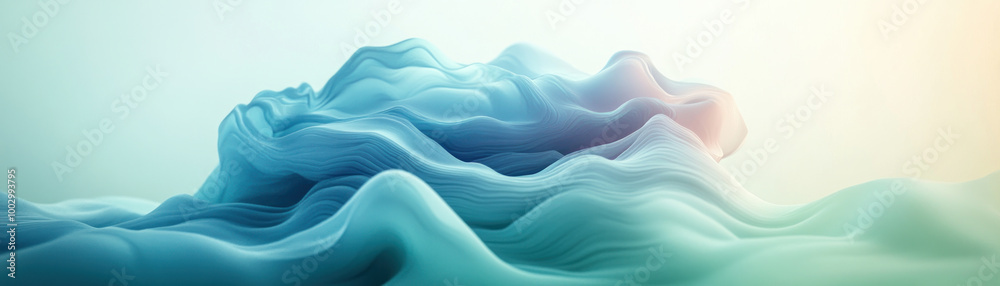 Abstract visualization of deep breathing, rhythmic expansion and ...