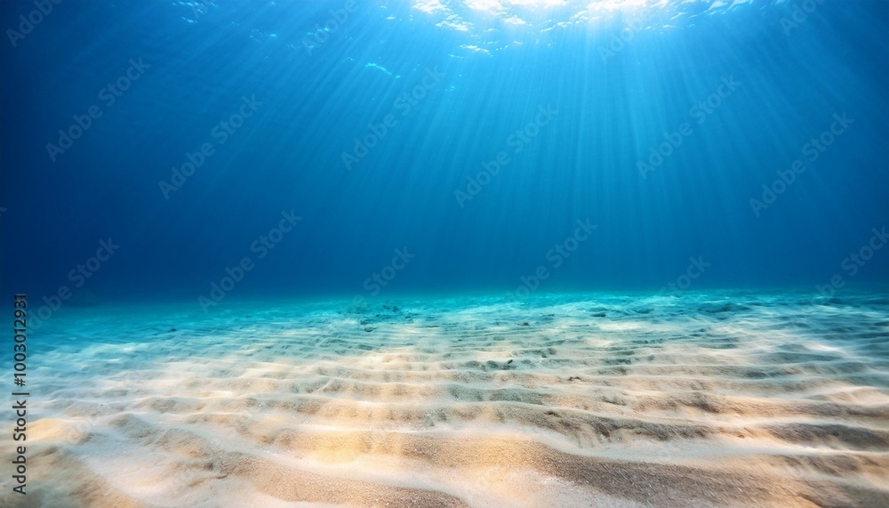abstract image of tropical sand beach on the bottom of underwater blue ...