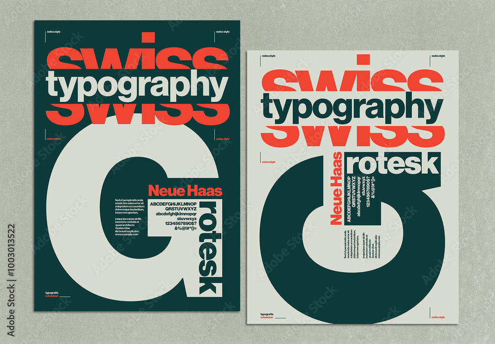 Creative Swiss Poster Design Layout with Bold Font Elements Stock ...