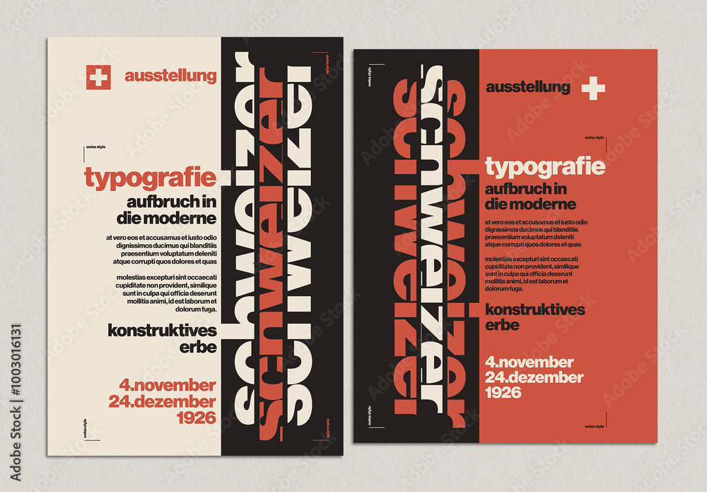 Vintage Swiss Style Poster Design Layout Stock Template | Adobe Stock