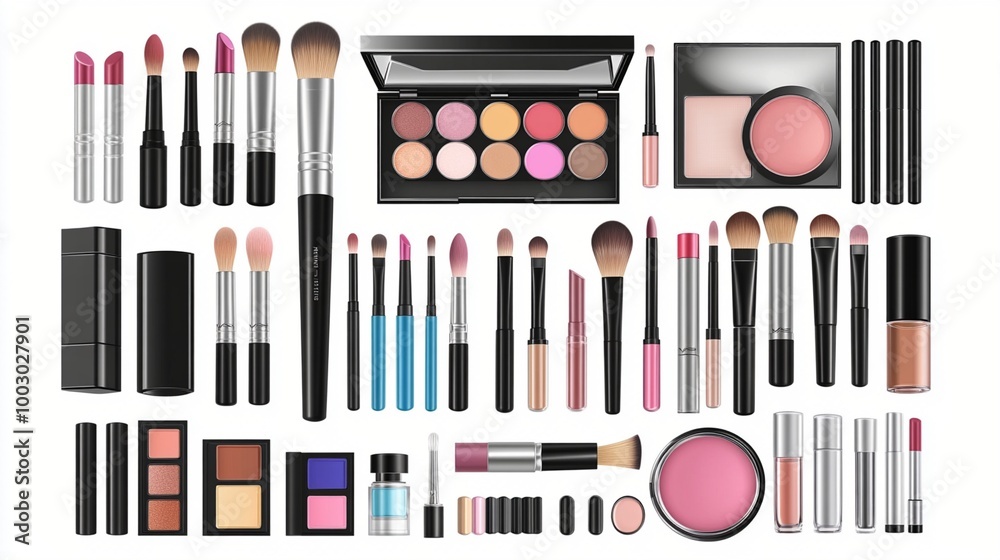 Professional makeup artist kit featuring a diverse array of cosmetic ...
