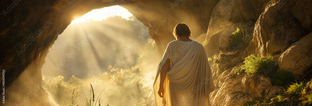 cinematic photograph of Jesus, son of God, wearing radiant white robes ...