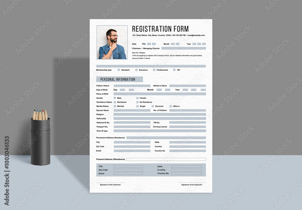 Registration Form Layout Design Stock Template | Adobe Stock
