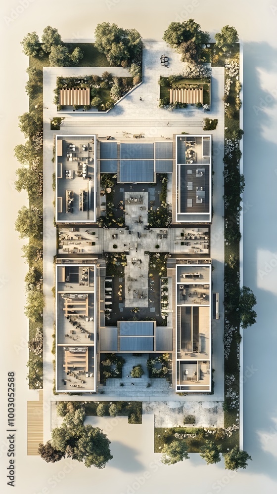 Architectural floor plan of a mixed use building, combining residential ...