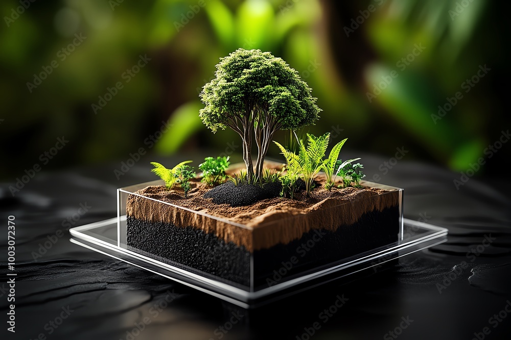 Interactive 3D model of a reforestation project, with fully animated trees growing and absorbing ...