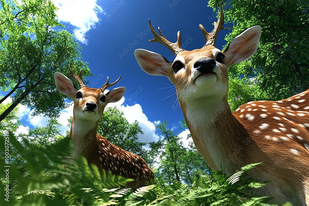 Interactive 3D wildlife ecosystem, where digital animals move through a ...