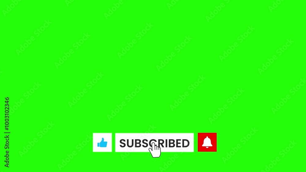 New subscribe button animation on a green screen. New subscribe button ...