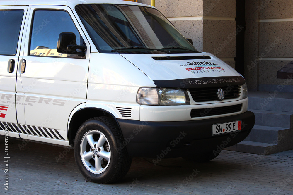 Vinnytsia, Ukraine; September 29, 2024. White Volkswagen Transporter T4 ...